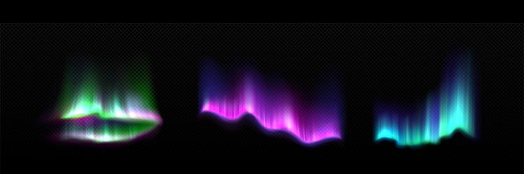 Colorful aurora borealis with neon glowing effect Vector Image