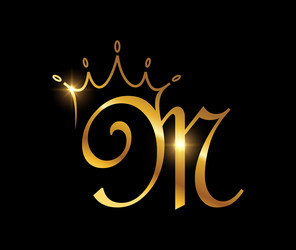 Golden monogram crown initial letter m Royalty Free Vector