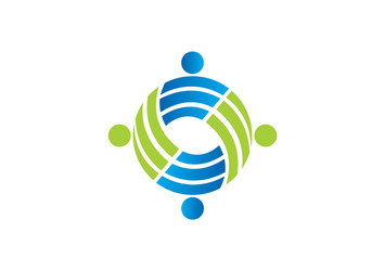 Circle group teamwork abstract logo Royalty Free Vector