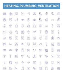 Heating plumbing ventilation line icons signs Vector Image