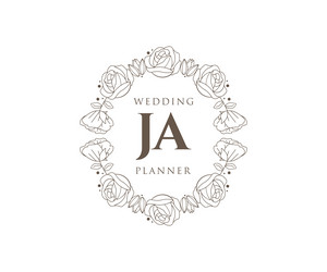 Ja initials letter wedding monogram logos Vector Image