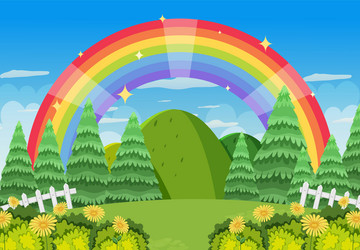 Nature background with rainbow in the sky Vector Image