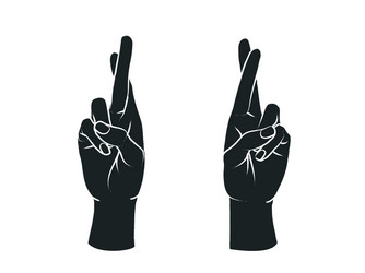 Gesture lucky sign two female hands Royalty Free Vector