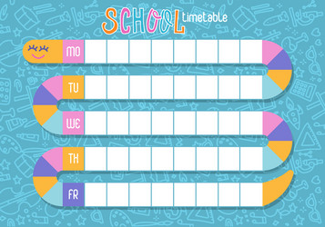 School timetable schedule template student lesson Vector Image