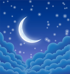 Night sky moon and clouds Royalty Free Vector Image