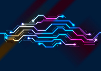 Glowing blue neon circuit board chip background Vector Image