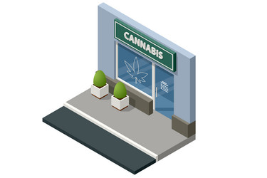 Isometric legalized marijuana cannabis store Vector Image