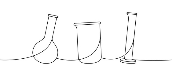 Laboratory glassware one line continuous drawing Vector Image