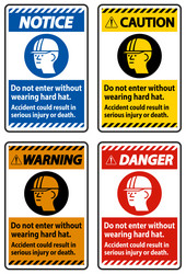 Warning sign do not enter without wearing hard Vector Image