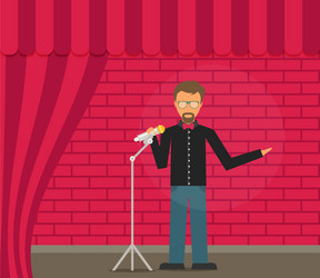 Comedian doing stand up flat Royalty Free Vector Image