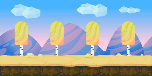Cartoon game platform floating in clouds Vector Image