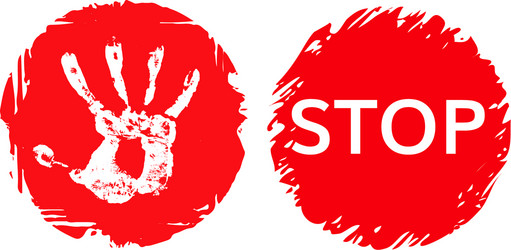 Hand in hexagon stop red sign Royalty Free Vector Image