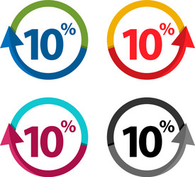 Ten percent up upwards arrow Royalty Free Vector Image