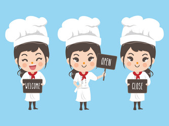 Chef girl is cooking Royalty Free Vector Image