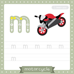 Letter m lowercase tracing practice worksheet Vector Image