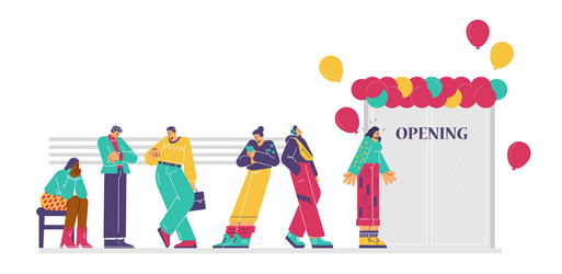 Big queue many multitude people waiting in long Vector Image