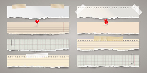 Colored ripped paper strips collection realistic Vector Image