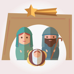 Nativity scene with holy family Royalty Free Vector Image
