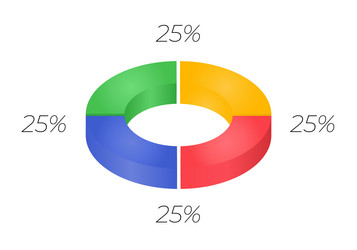 3d donut chart infographic concept with four Vector Image