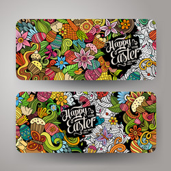 Cartoon cute doodles happy easter banners Vector Image