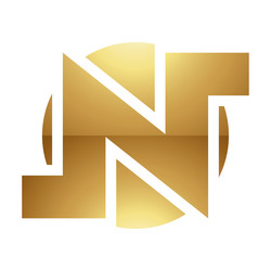 Golden glossy letter n icons on a white background