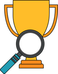 Trophy award cup with magnifying glass Royalty Free Vector