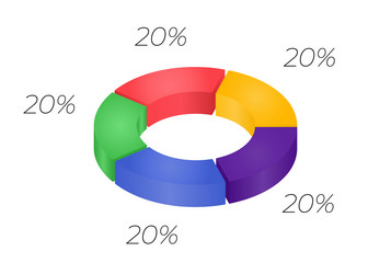 3d donut chart infographic concept with five Vector Image