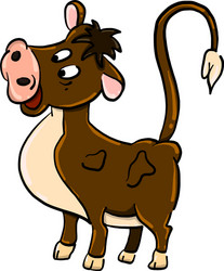 Cartoon brown cow on white background Royalty Free Vector