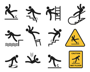 Falling people simple silhouette injury Royalty Free Vector