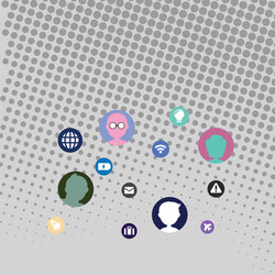 Networking technical icons with chat heads Vector Image