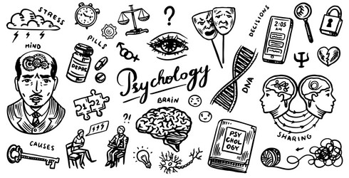 Psychology science symbols psychologist online Vector Image