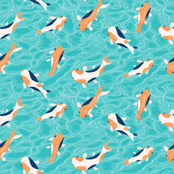 Koi fish beautiful swim oriental pattern design Vector Image