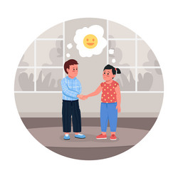 Kids sharing toy 2d isolated Royalty Free Vector Image