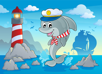 Image with dolphin theme 1 Royalty Free Vector Image
