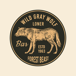 Wild animals stickers in vintage style forest Vector Image