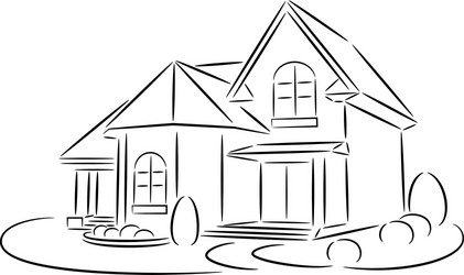 House in line art style drawing home linear Vector Image