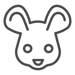 Mouse head thin line icon cute rodent rat face Vector Image