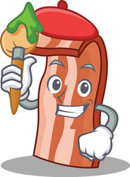 Angry bacon mascot cartoon style Royalty Free Vector Image