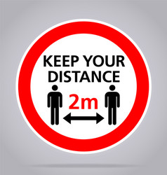 Keep your distance font design with kids showing Vector Image