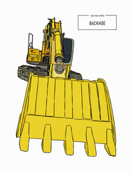 Yellow backhoe loader sketch Royalty Free Vector Image