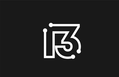 Number 13 logo design with line and dots Vector Image