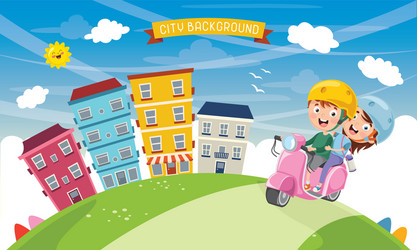 Kid riding motorcycle Royalty Free Vector Image