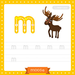 Letter m lowercase tracing practice worksheet Vector Image