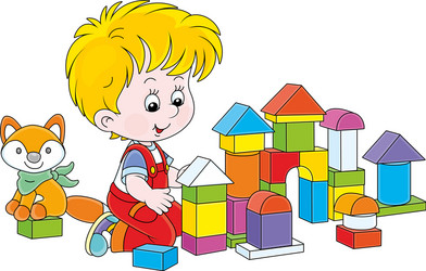 Boy playing with bricks Royalty Free Vector Image