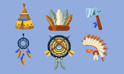 Native american indian culture set Royalty Free Vector Image