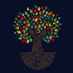 Tree with human hands for social work help Vector Image