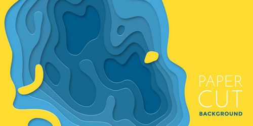Multi color paper layers 3d papercut on blue Vector Image