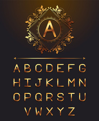 Gold vip letters alphabet Royalty Free Vector Image