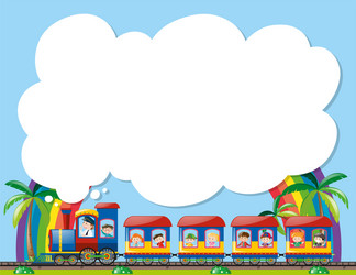 Border template with kids on the train Royalty Free Vector
