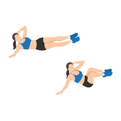Woman doing oblique v crunch exercise flat Vector Image